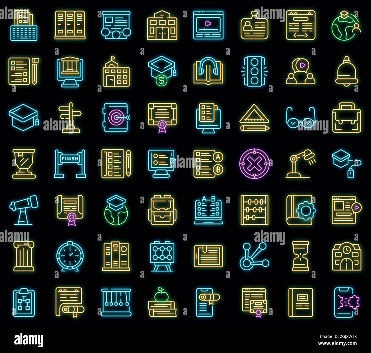 Business school icons set. Outline set of business school vector icons ...