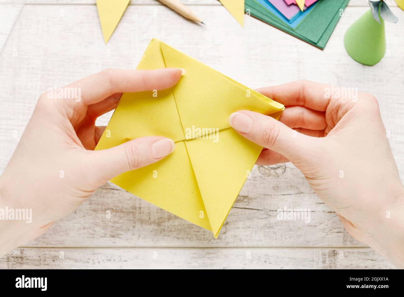 Origami making. Step by step, tutorial Stock Photo - Alamy