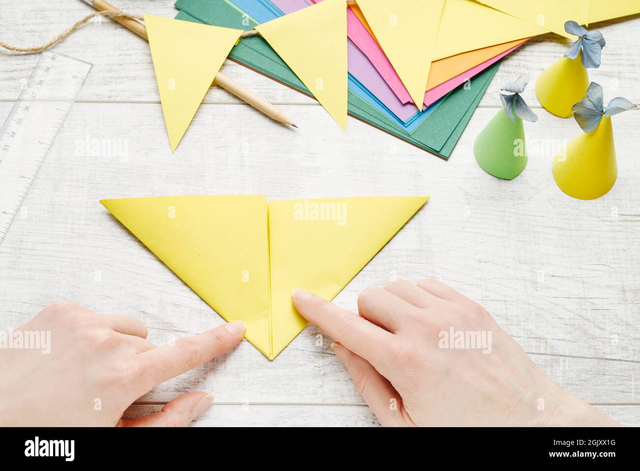 Origami making. Step by step, tutorial Stock Photo - Alamy