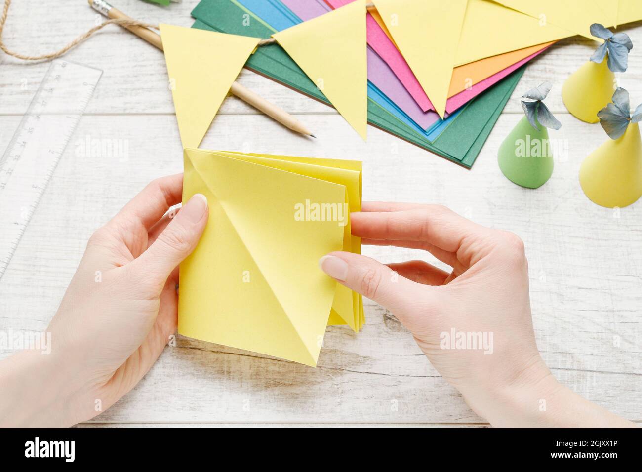 Origami making. Step by step, tutorial Stock Photo - Alamy