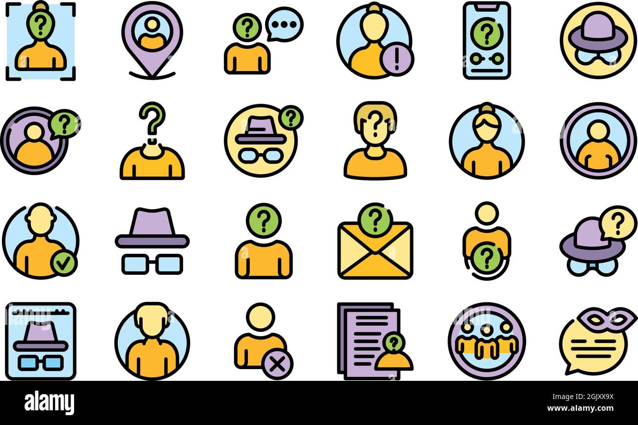 Anonymous icons set. Outline set of anonymous vector icons thin line ... Anonymous icons set. Outline set of anonymous vector icons thin line ...