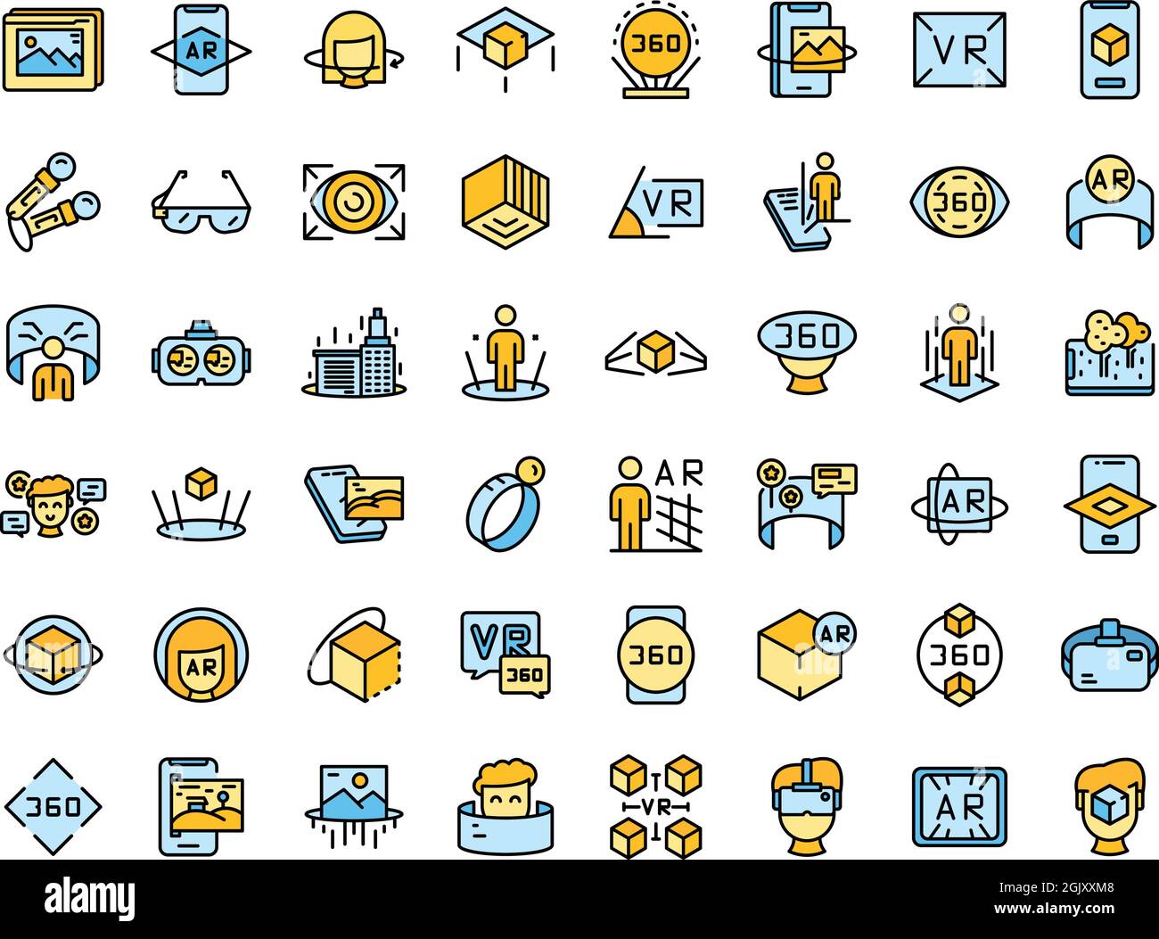 Augmented reality icons set. Outline set of augmented reality vector ...