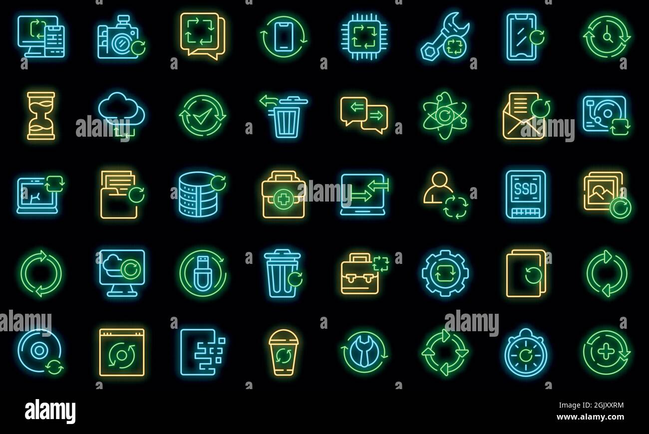 Regeneration icons set. Outline set of regeneration vector icons neon ... Regeneration icons set. Outline set of regeneration vector icons neon ...