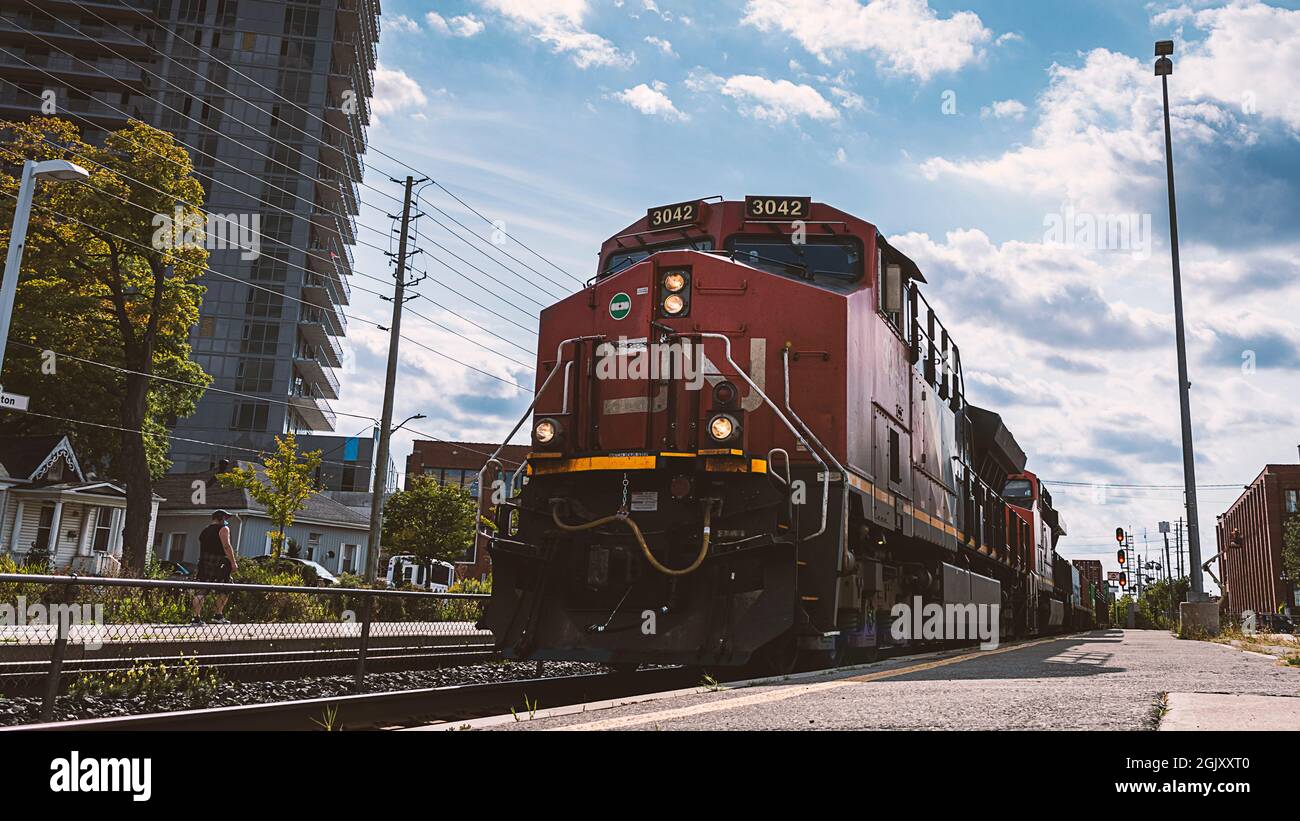 CN freights trains moving some freight - 5 Stock Photo - Alamy
