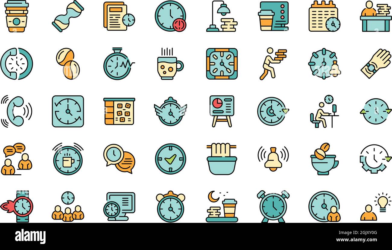 Late work icon. Outline late work vector icon thin line color flat ...