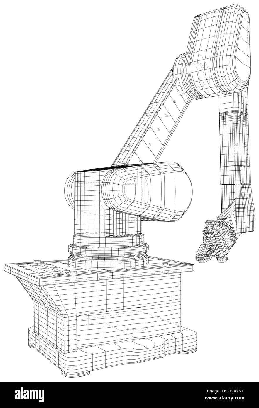 Industrial wire-frame Robot Hand isolated on white. Technical Vector ...