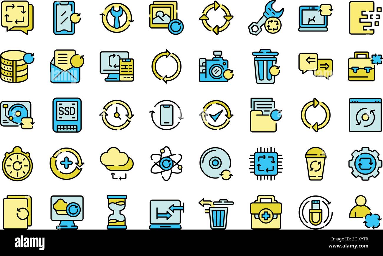 Regeneration icons set. Outline set of regeneration vector icons thin ...