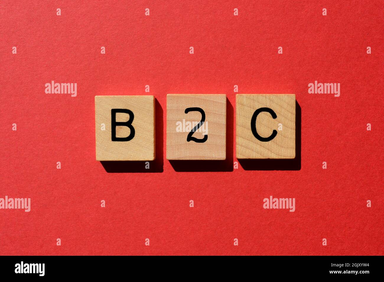 B2C, abbreviation for Business to Consumer, in wooden alphabet letters ...