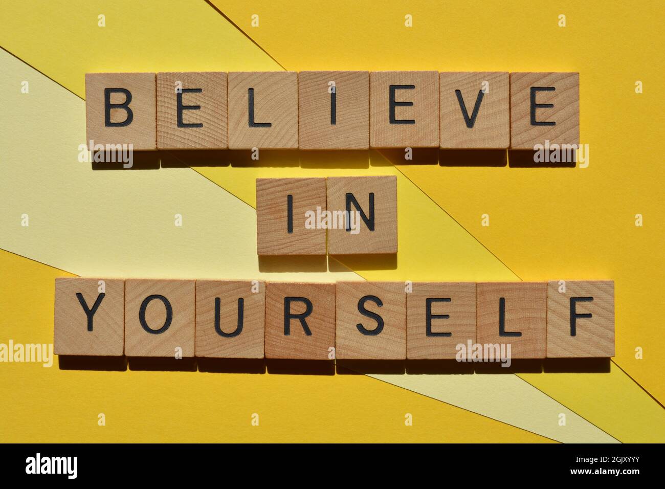 Believe In Yourself, words in wooden alphabet letters isolated on ...