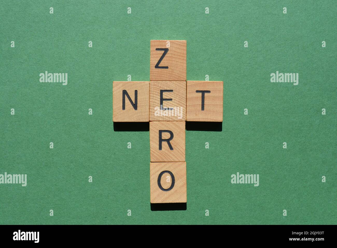 Net Zero, words in wooden alphabet letters in crossword form isolated ...