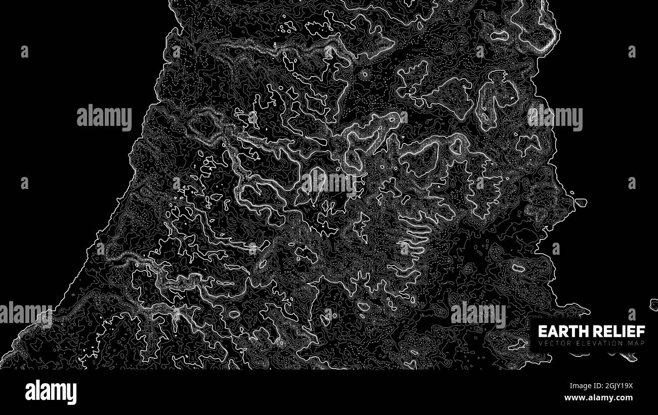Vector abstract earth relief map. Generated conceptual elevation map ...