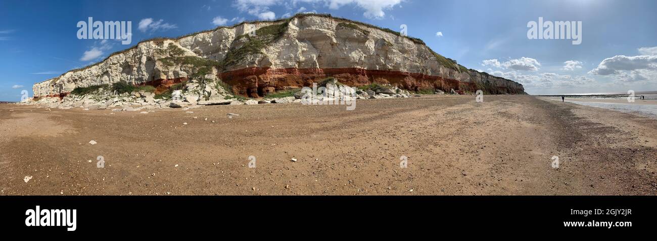 Hunstanton Cliffs Norfolk UK showing geology rock formations and red ...