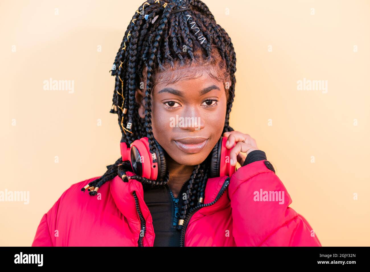 Beautiful African Woman Looking At Camera Outdoors Black Woman