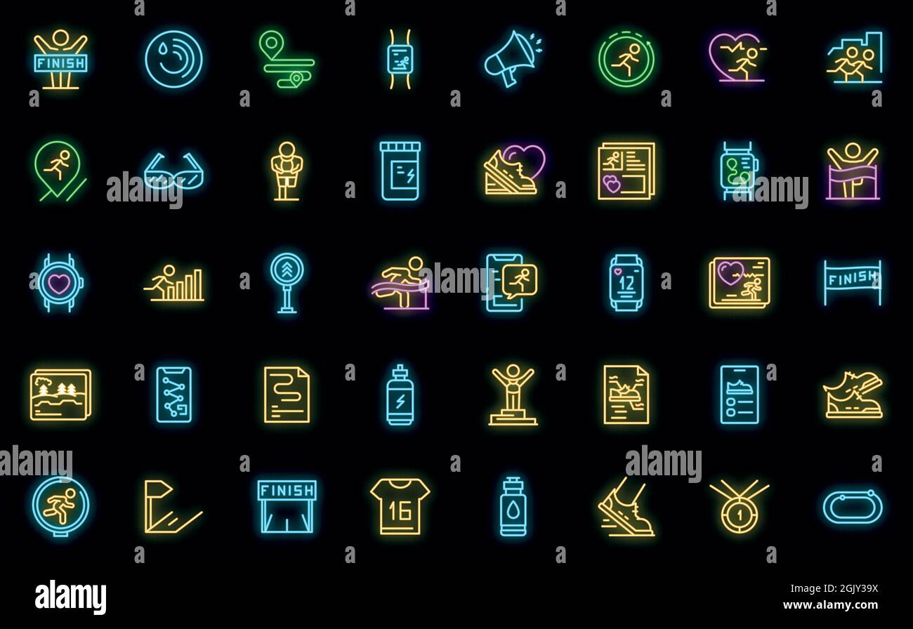 Runner App Icon Outline Runner App Vector Icon Neon Color On Black Stock Vector Image And Art Alamy