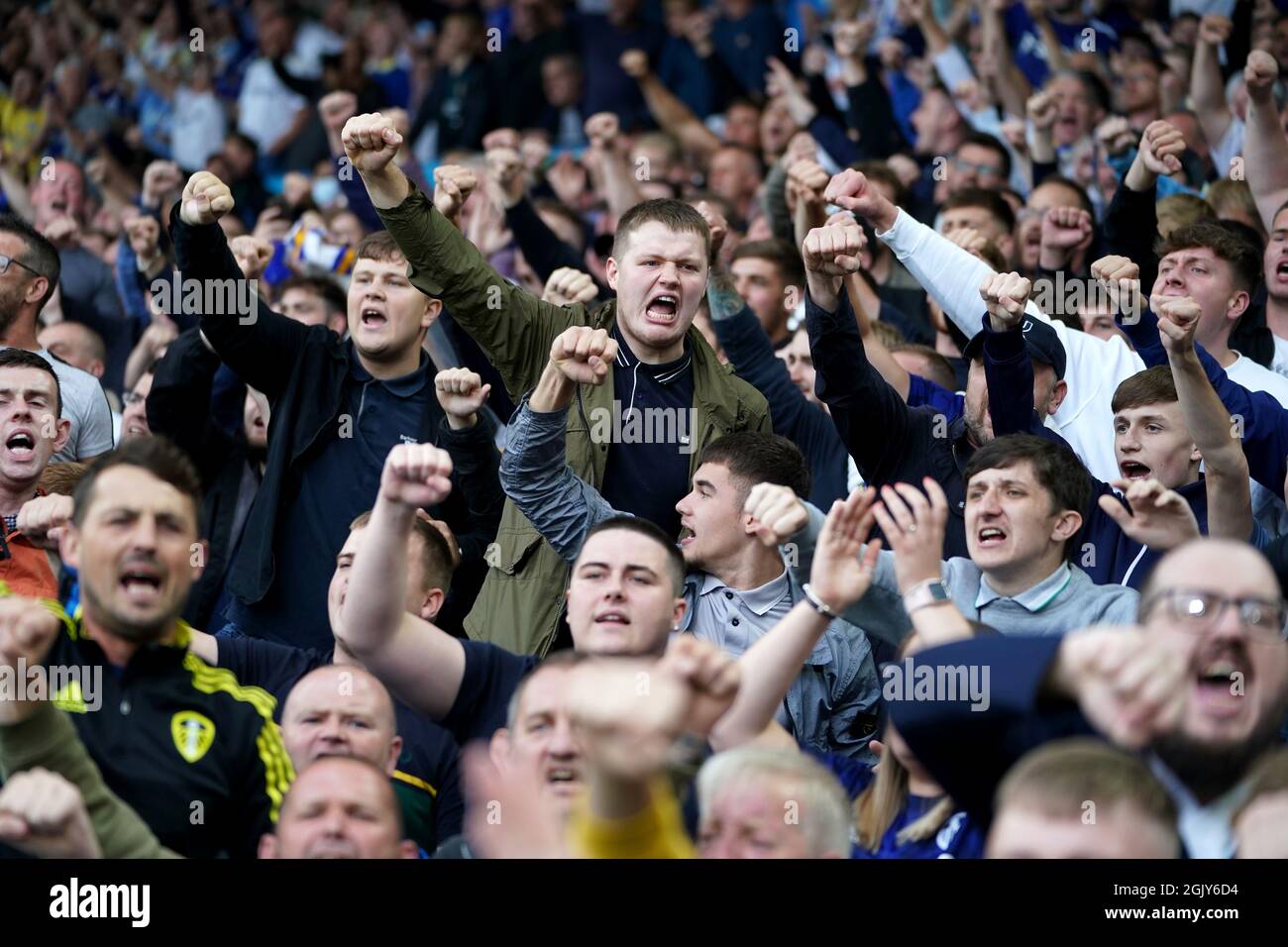 Leeds United fans show their support in the stands before the Premier ...