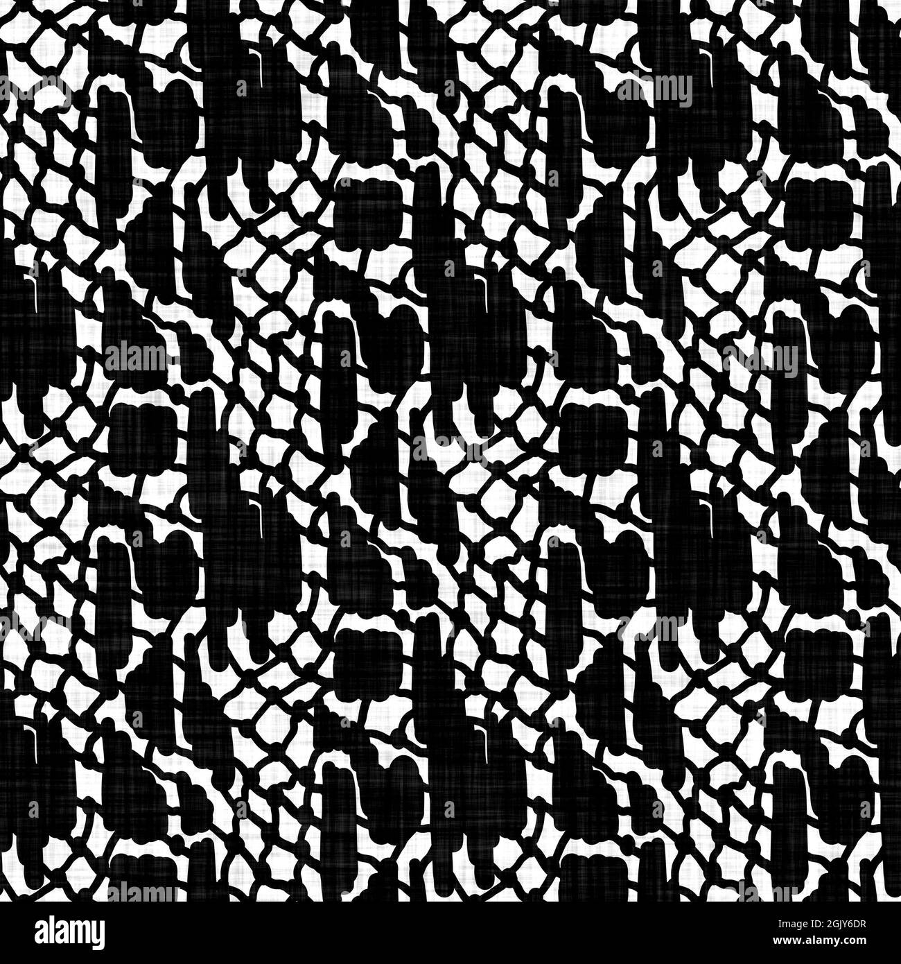 Seamless black white woven cloth geometric linen texture. Two tone ...