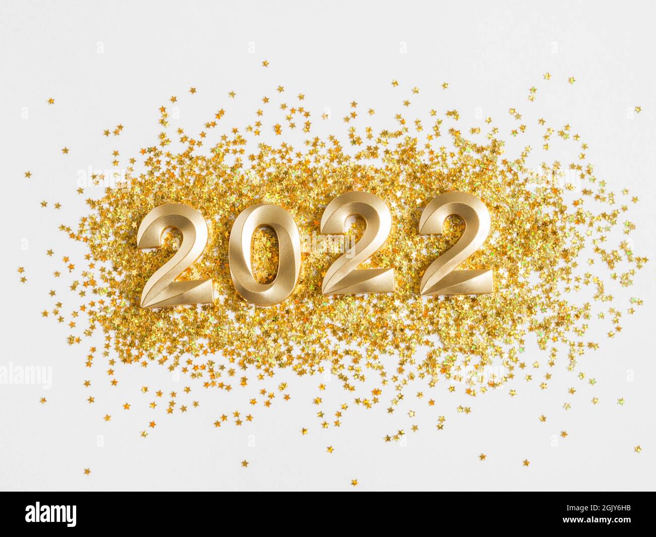 Greeting card with - happy new year with numbers 2022 in gold glitter ...