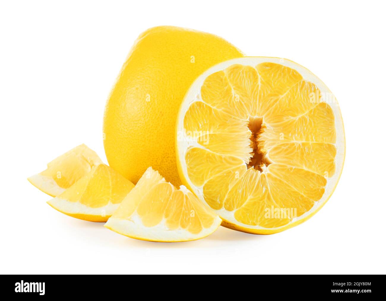 Yellow citrus fruit on white background Stock Photo - Alamy