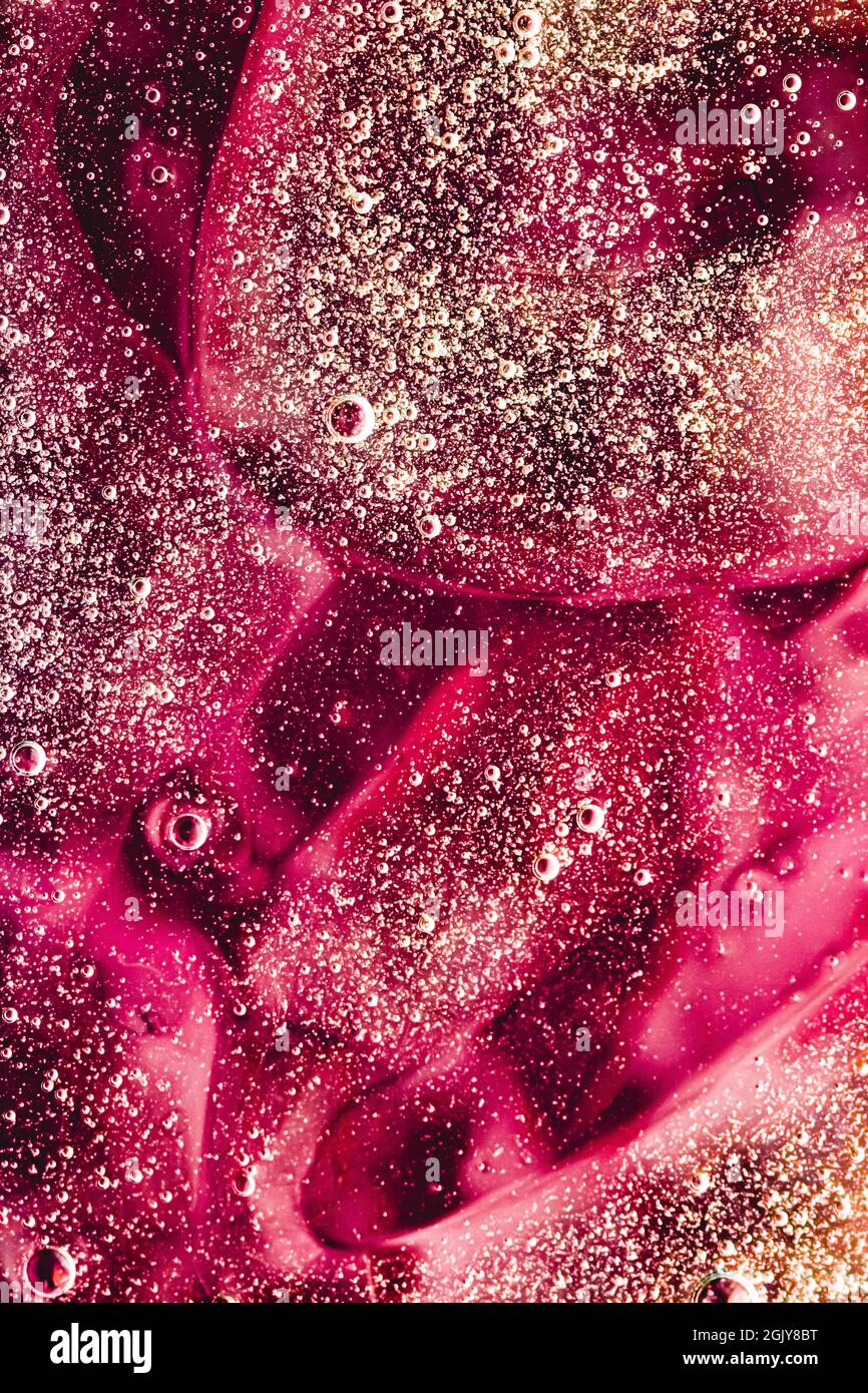 Abstract red liquid background, paint splash, swirl pattern and water ...