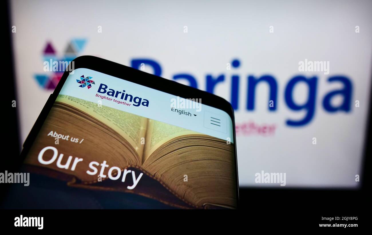 Mobile phone with website of British consulting company Baringa ...
