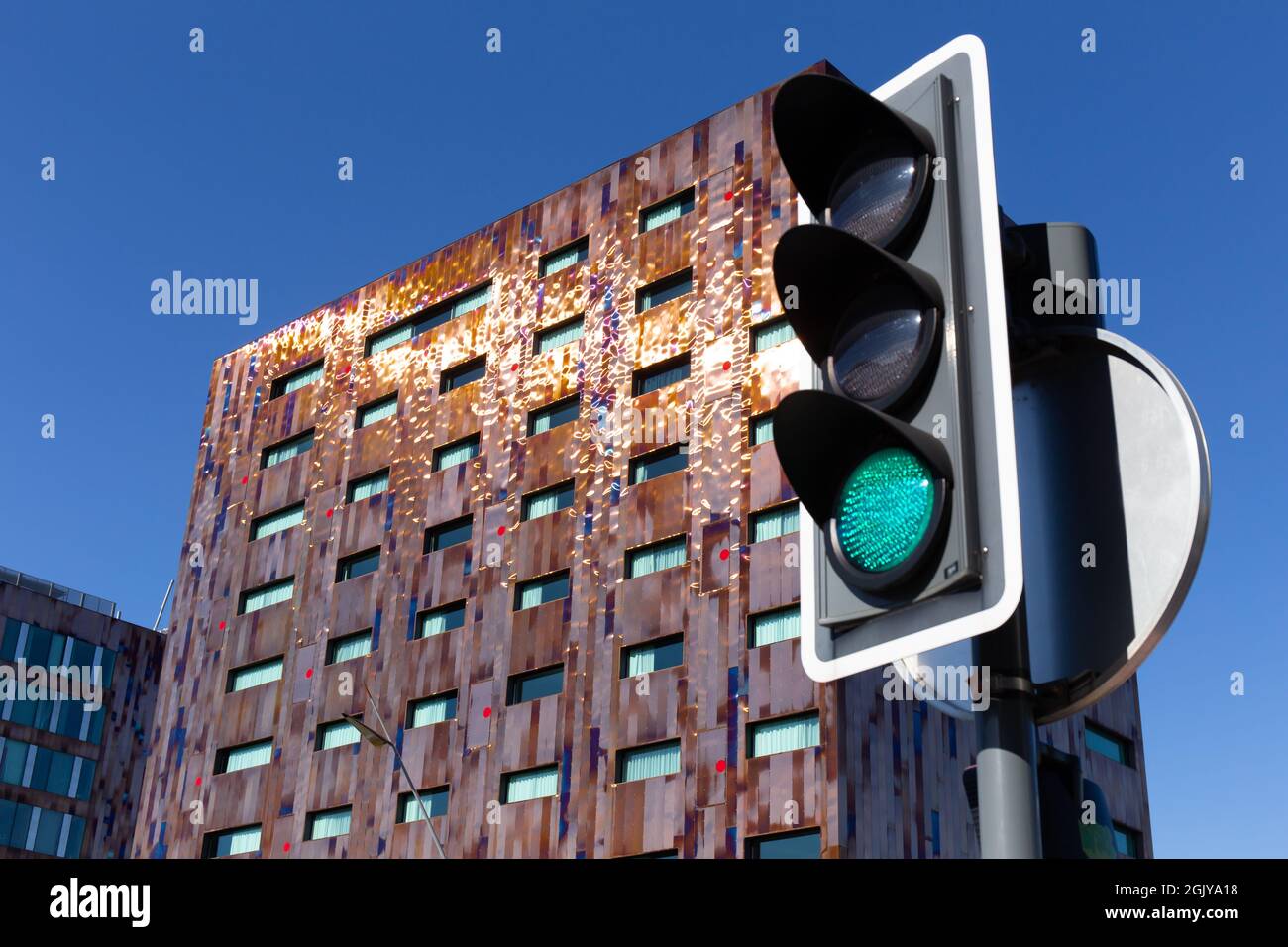 Trffic lights and shiny facade Lille, France Stock Photo - Alamy