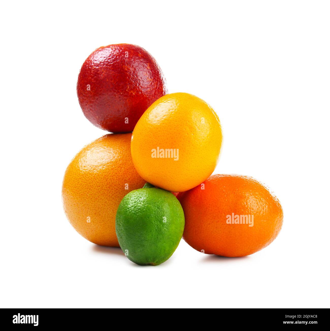 Composition with delicious citrus fruits on white background Stock ...