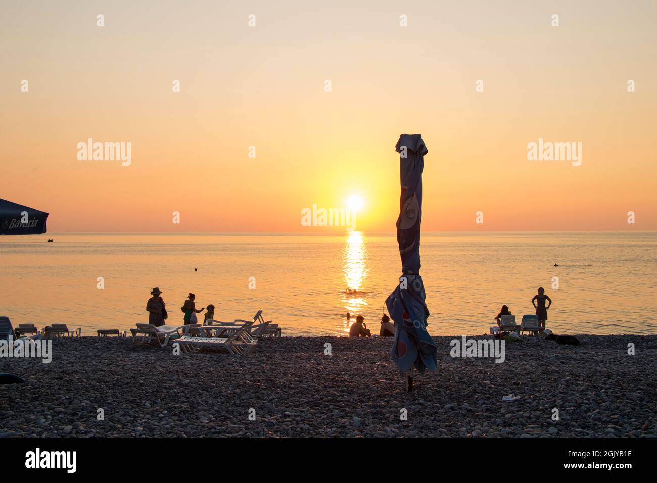 Beach in Black sea, Gonio, Georgia. Sea beach view during sunset Stock ...