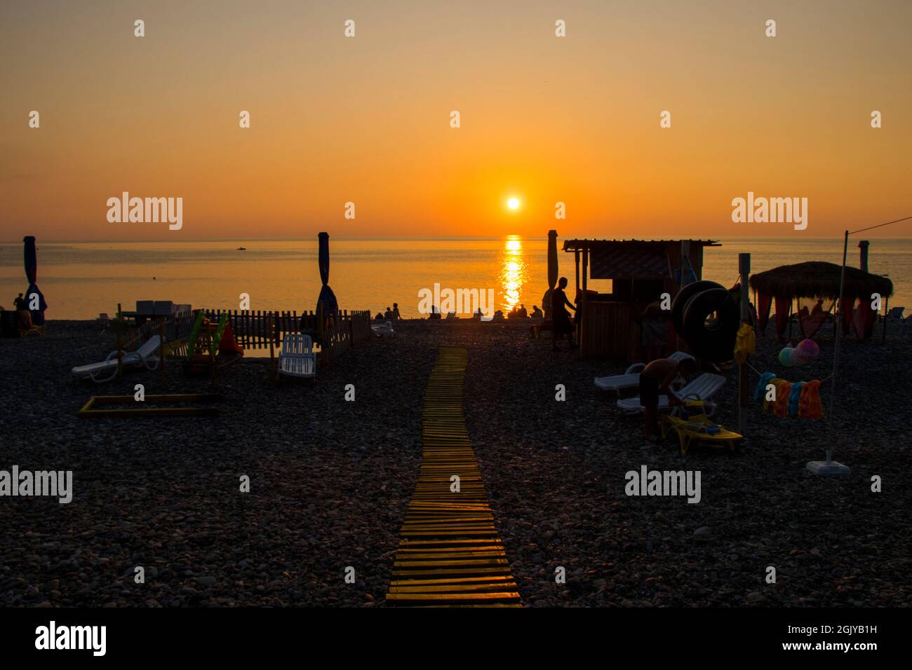 Beach in Black sea, Gonio, Georgia. Sea beach view during sunset Stock ...