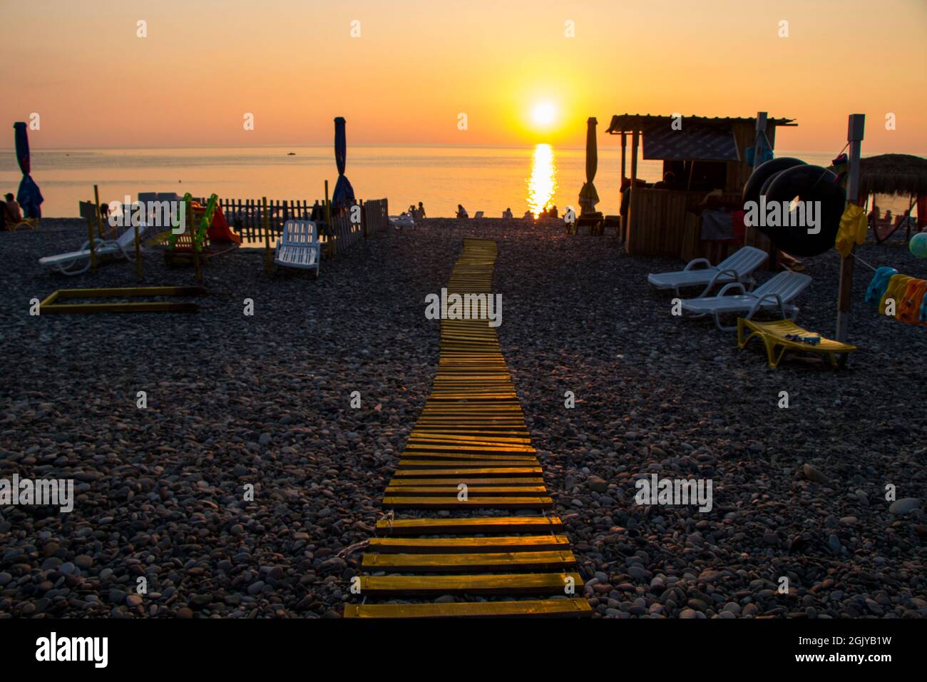 Beach in Black sea, Gonio, Georgia. Sea beach view during sunset Stock ...