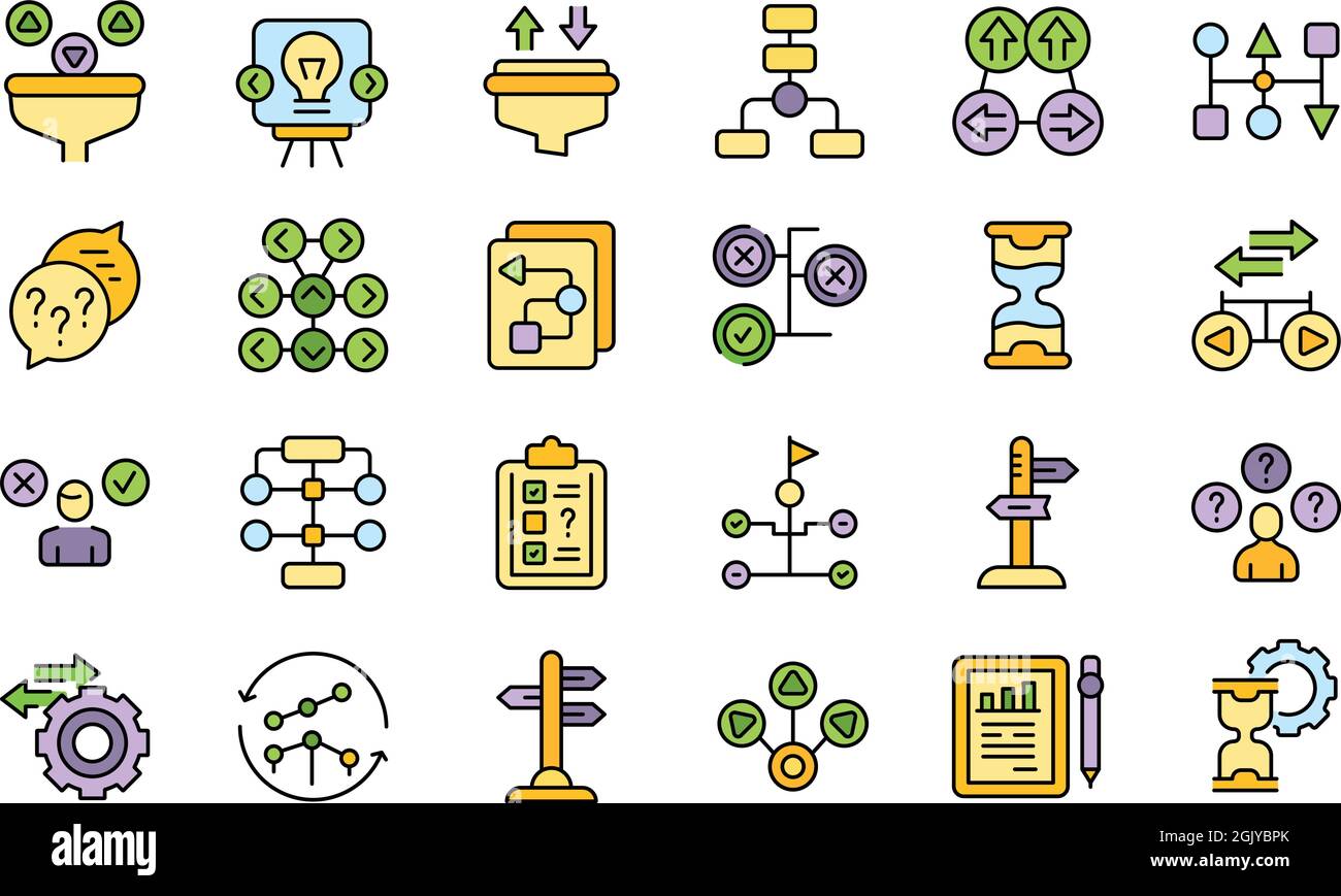Ambiguity icons set outline vector. Data analysis. Confused business ...