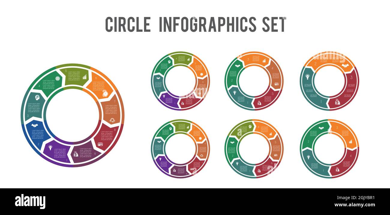 Circle infographics set. Colorful rings templates for infographics ...