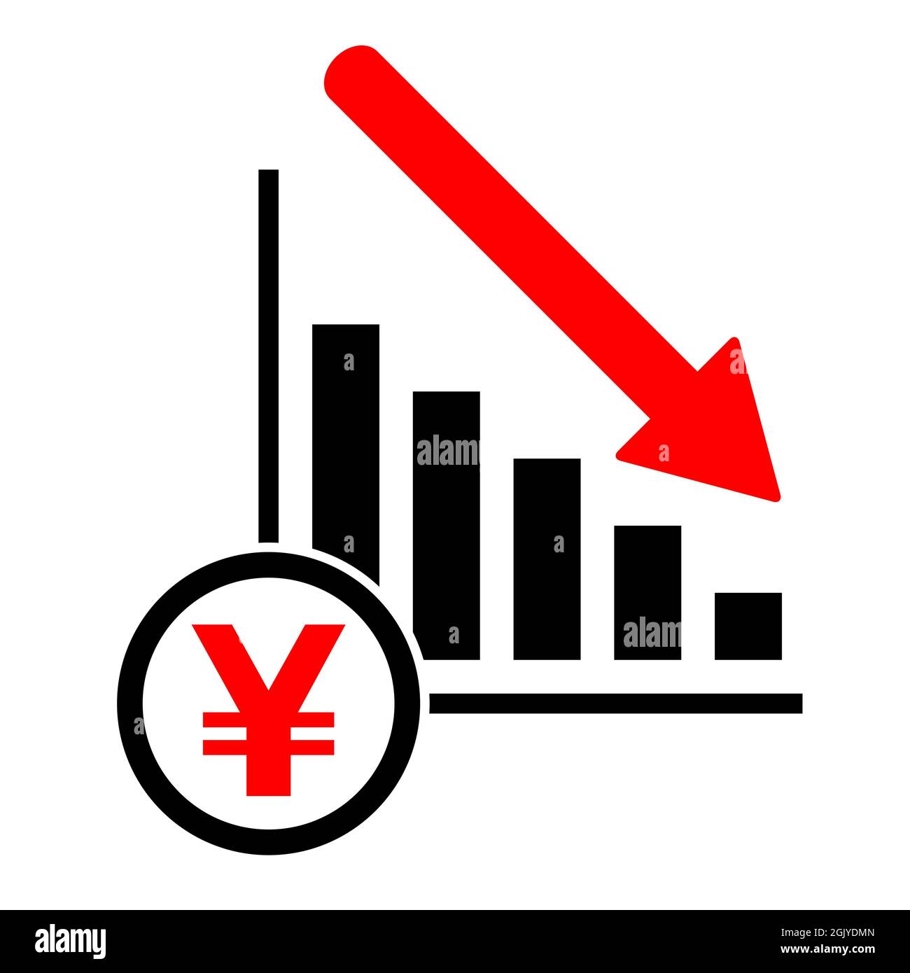Loss, fall arrow economic symbol, income flat modern icon, isolated on ...