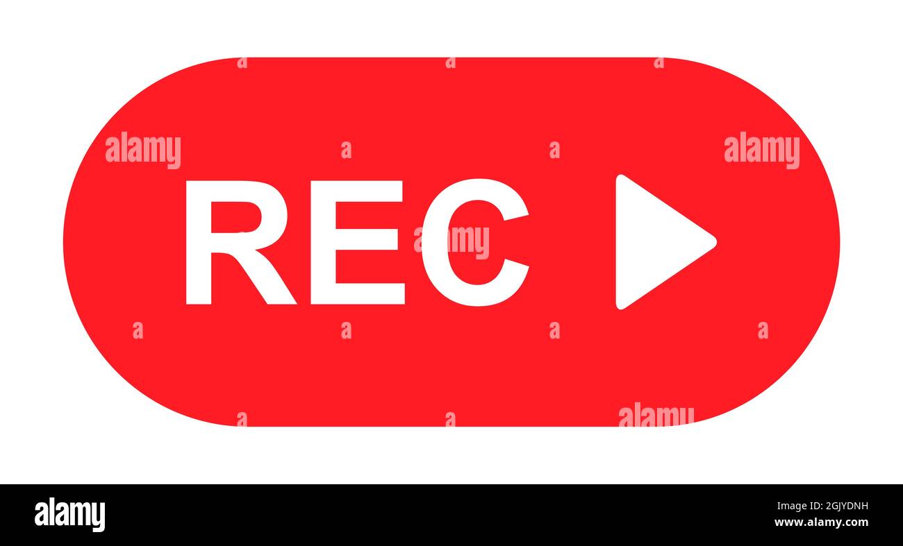 Recording sign button, red app panel, rec, vector symbol isolated on ...