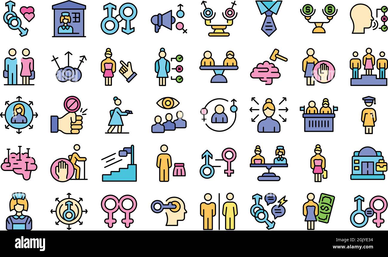 Stereotype icons set outline vector. Senior descrimination. Age life ...