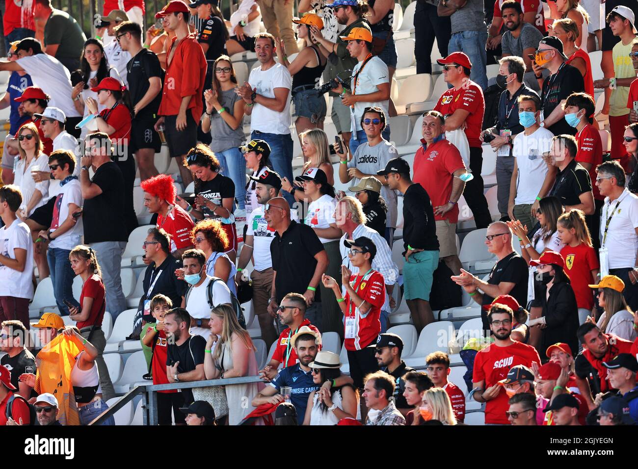 Circuit atmosphere - fans in the grandstand. Italian Grand Prix, Sunday ...