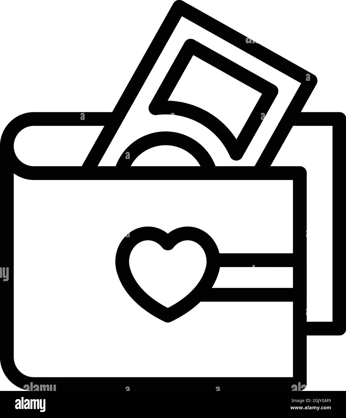 Wallet love money icon outline vector. Emoji debt. Budget elevator ...
