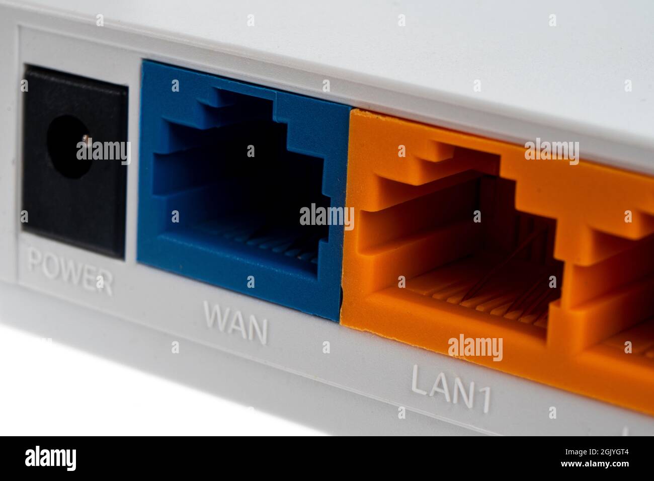 Macro shot wireless Wi-Fi router isolated on white background. wifi ...