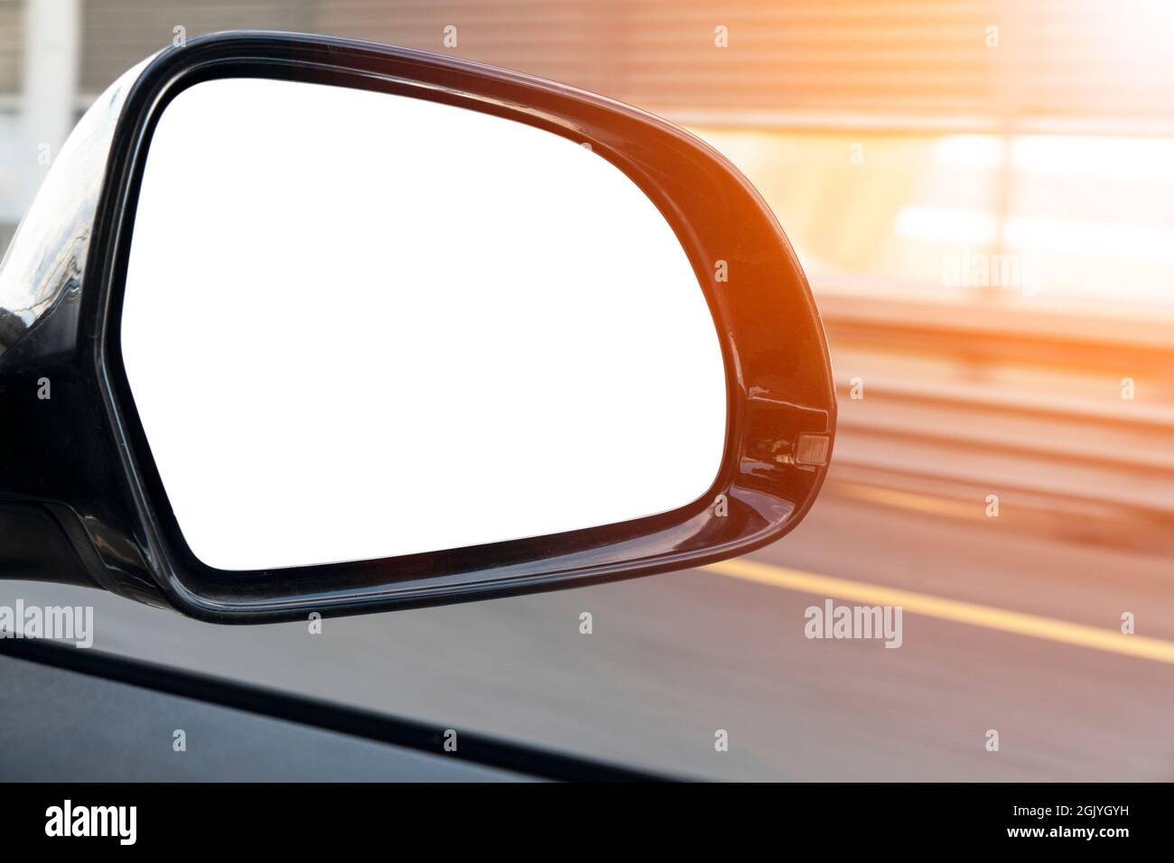 Blank empty screen Rearview car Mirror. Blank rear view mirror with a ...