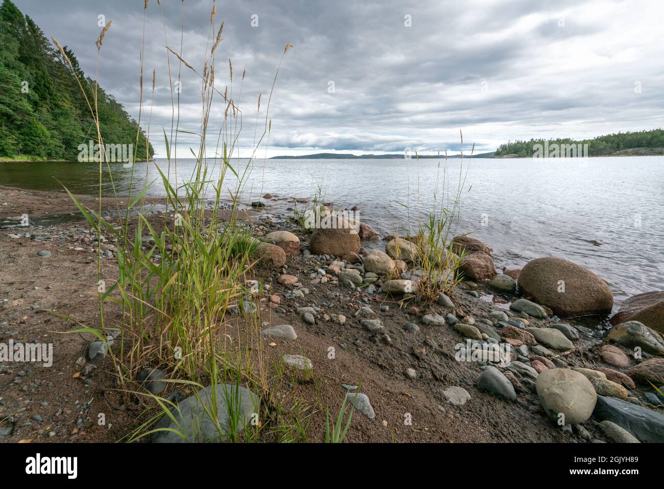 View of Baltic sea and gulf of Bothnia from a small beach in ...