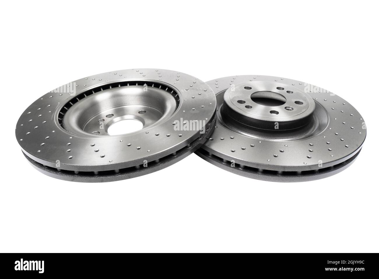 Two car brake disc isolated on white background. Auto spare parts ...