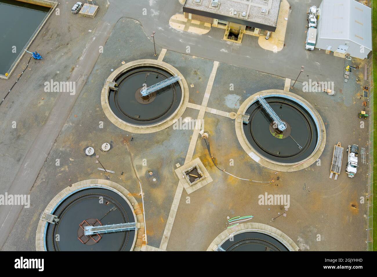 Modern urban wastewater treatment plant processing clarifier ...