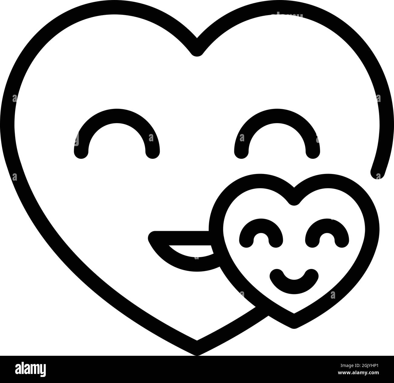 Smiling heart icon outline vector. Happy smile. Face smiley Stock ...