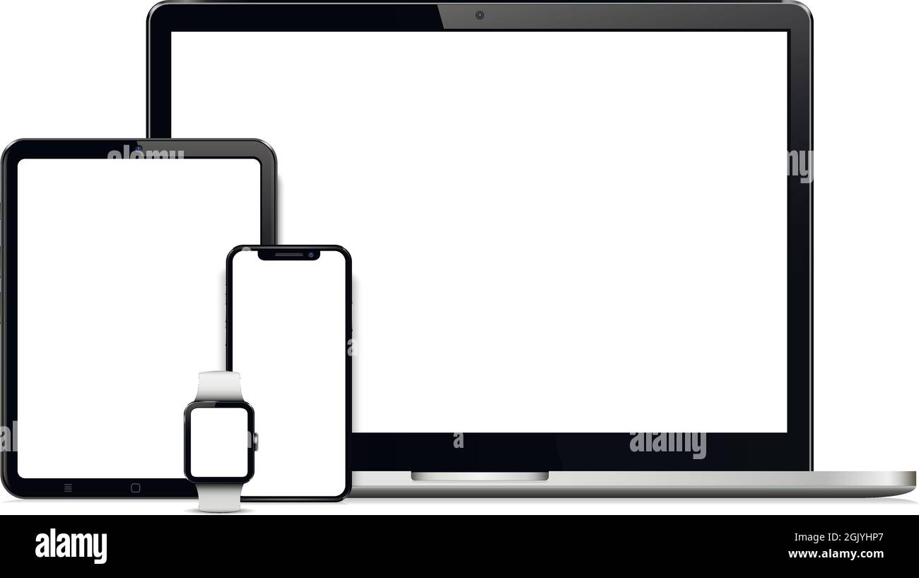 Digital devices: Laptop, tablet, smartphone, smartwatch Stock Vector ...