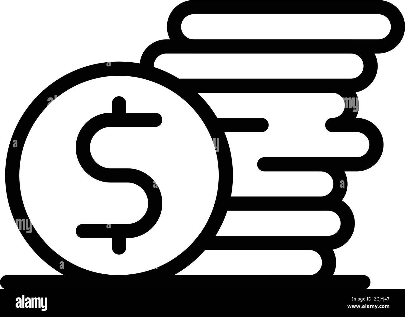 Coins icon outline vector. Dollar coin stack. Bank cash Stock Vector ...
