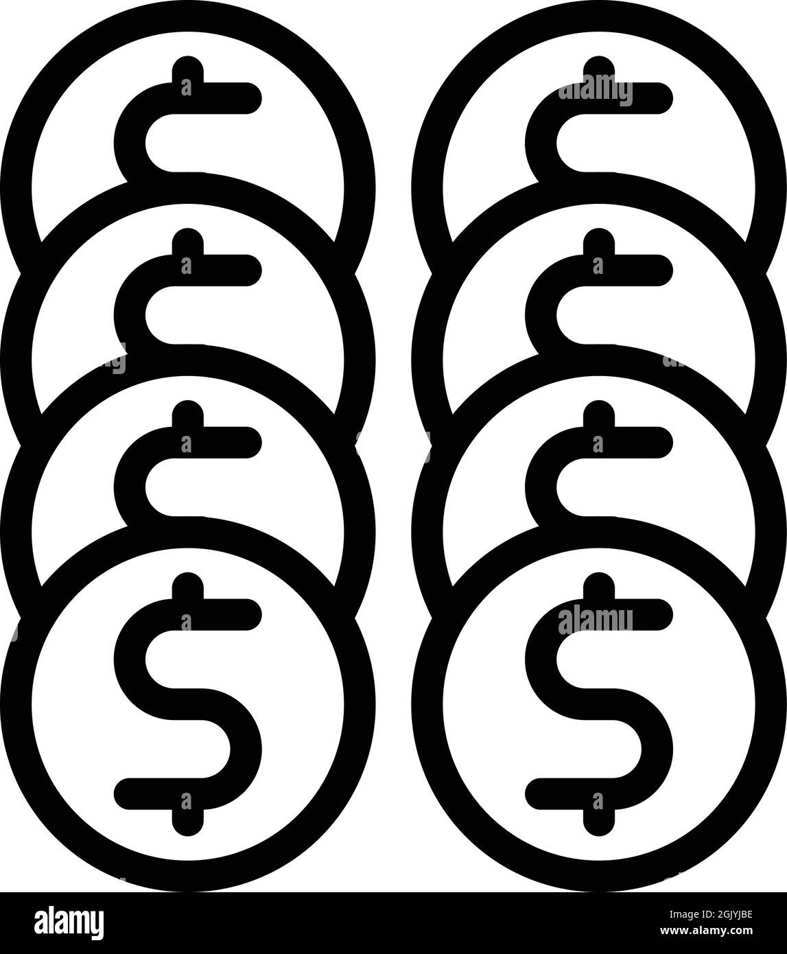 Bank coins icon outline vector. Gold coin. Dollar stack Stock Vector ...