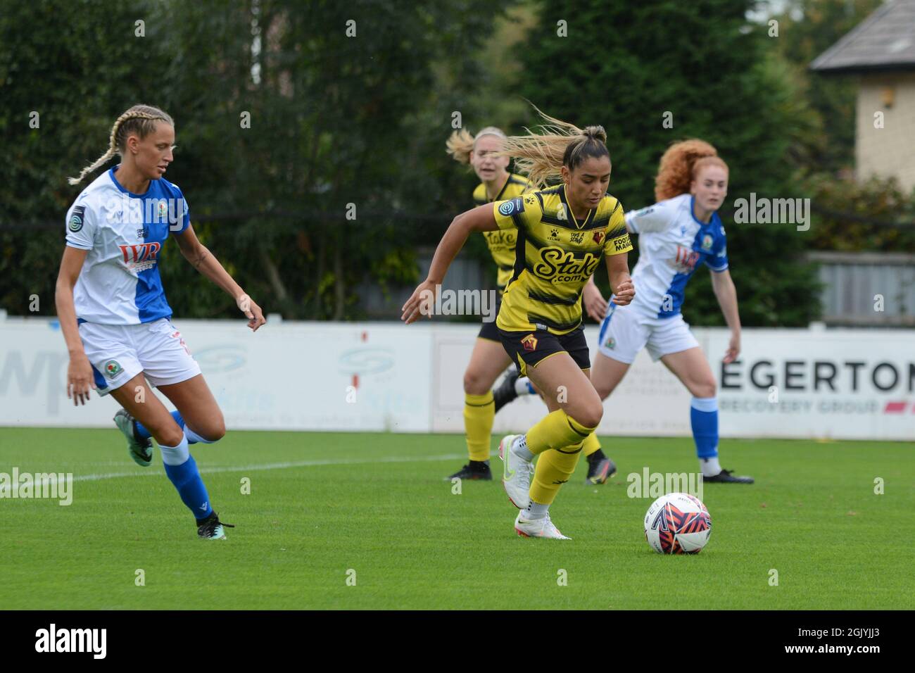 Preston, UK. 12th Sep, 2021. Rosie Kmita (#3 Watford) on the ball ...