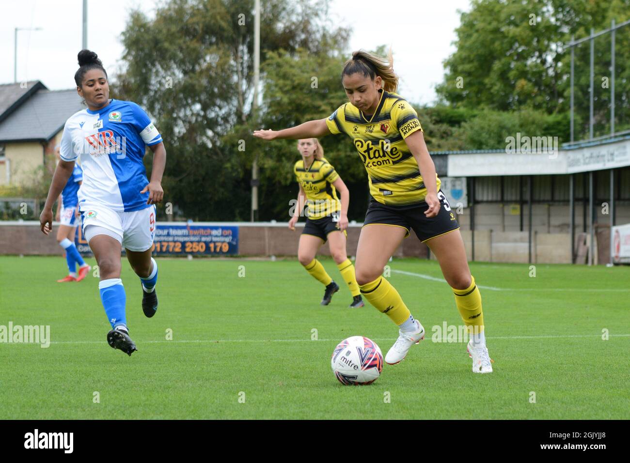 Preston, UK. 12th Sep, 2021. Rosie Kmita (#3 Watford) on the ball ...