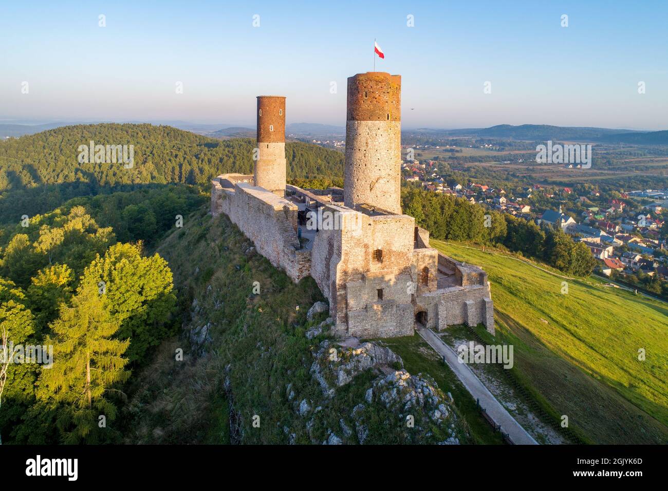 Medieval royal castle in Checiny near Kielce in Poland. Built in late ...