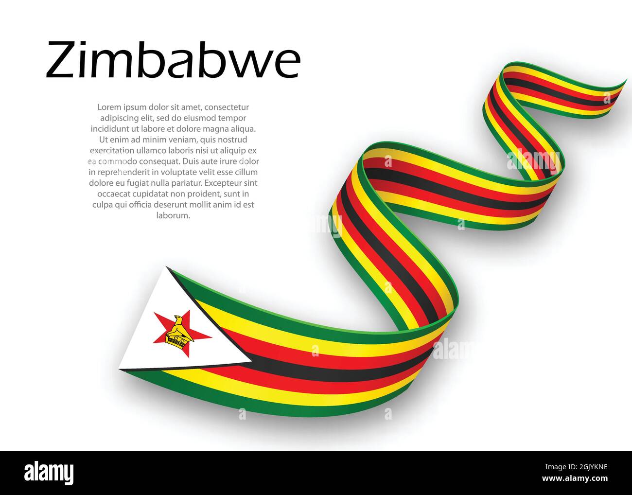 Waving ribbon or banner with flag of Zimbabwe. Template for ...