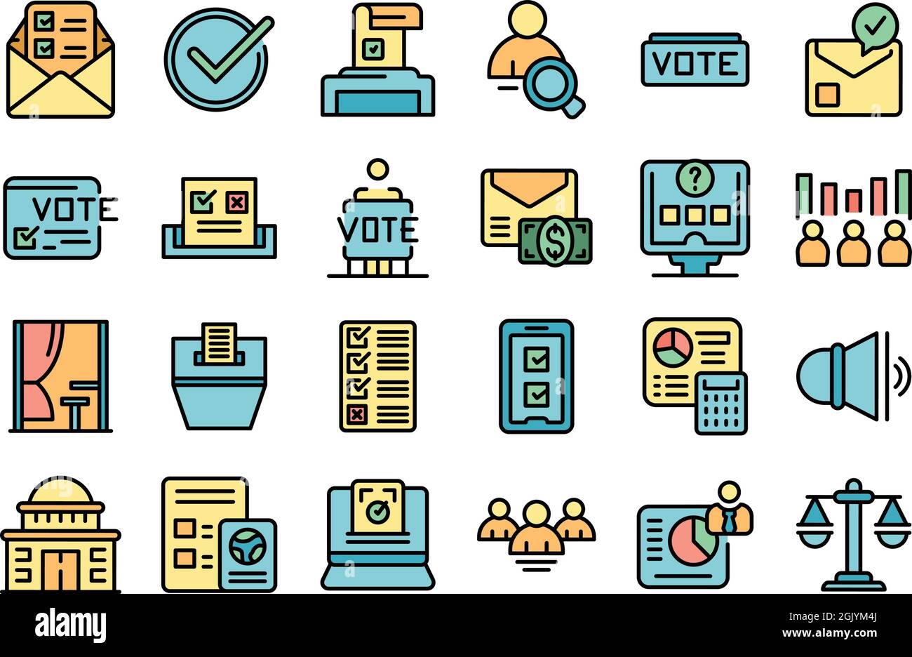 Polling booth icons set outline vector. Ballot box. Choice election ...